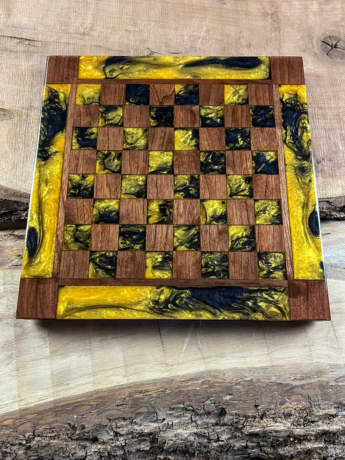 Black Onyx Gold Cloud Walnut Chess Board (With Border) | Southern River ...