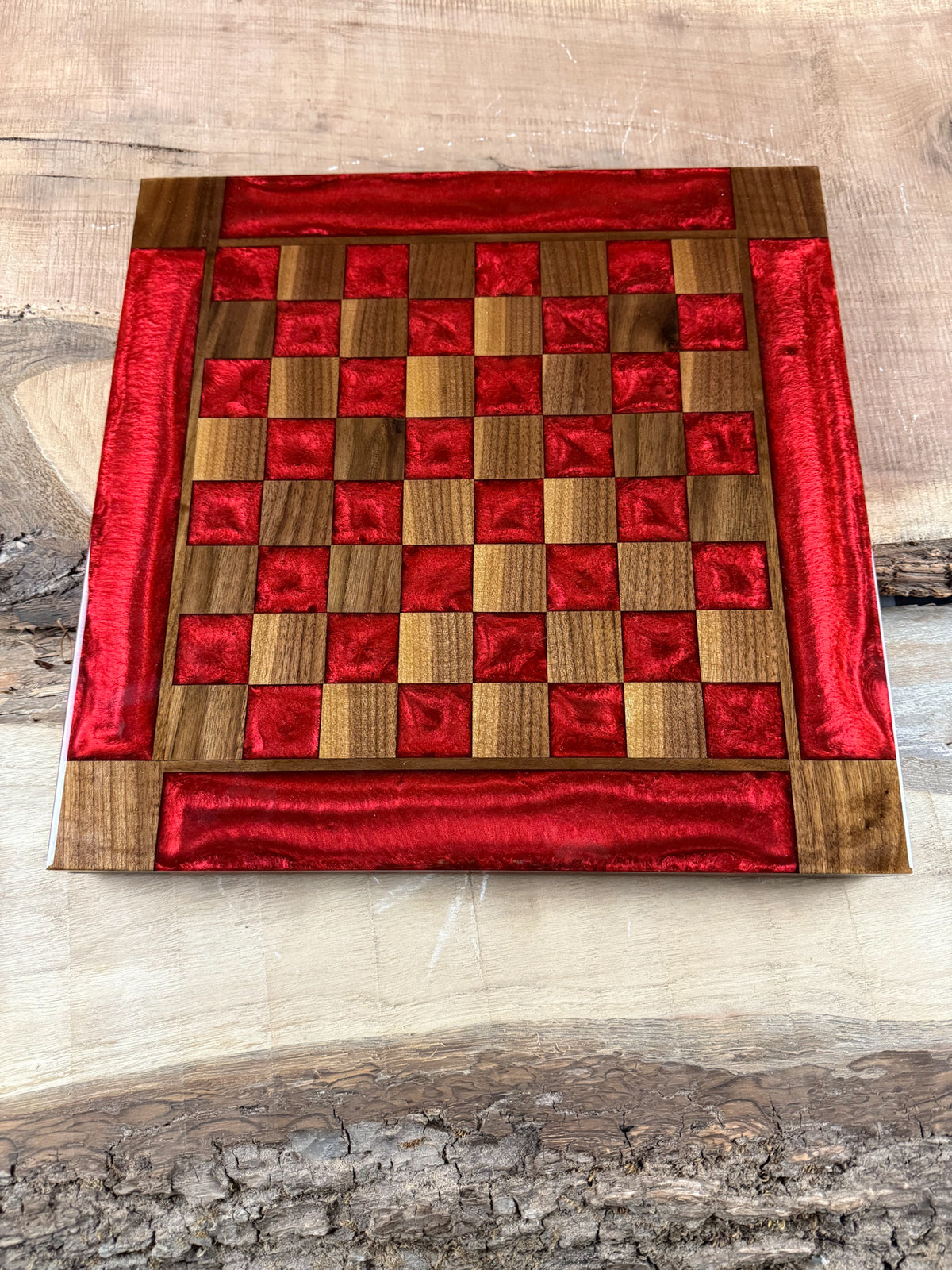 Red Lava Black Walnut Chess Board (Glass Chess Set Included) | Southern ...