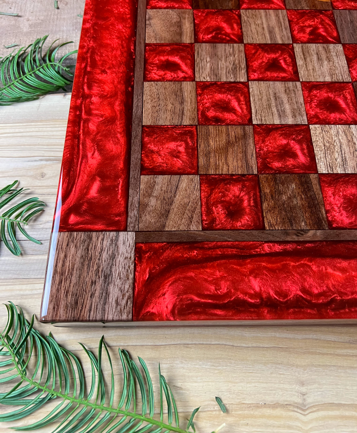Red Lava Black Walnut Chess Board (With Border) | Southern River Tables