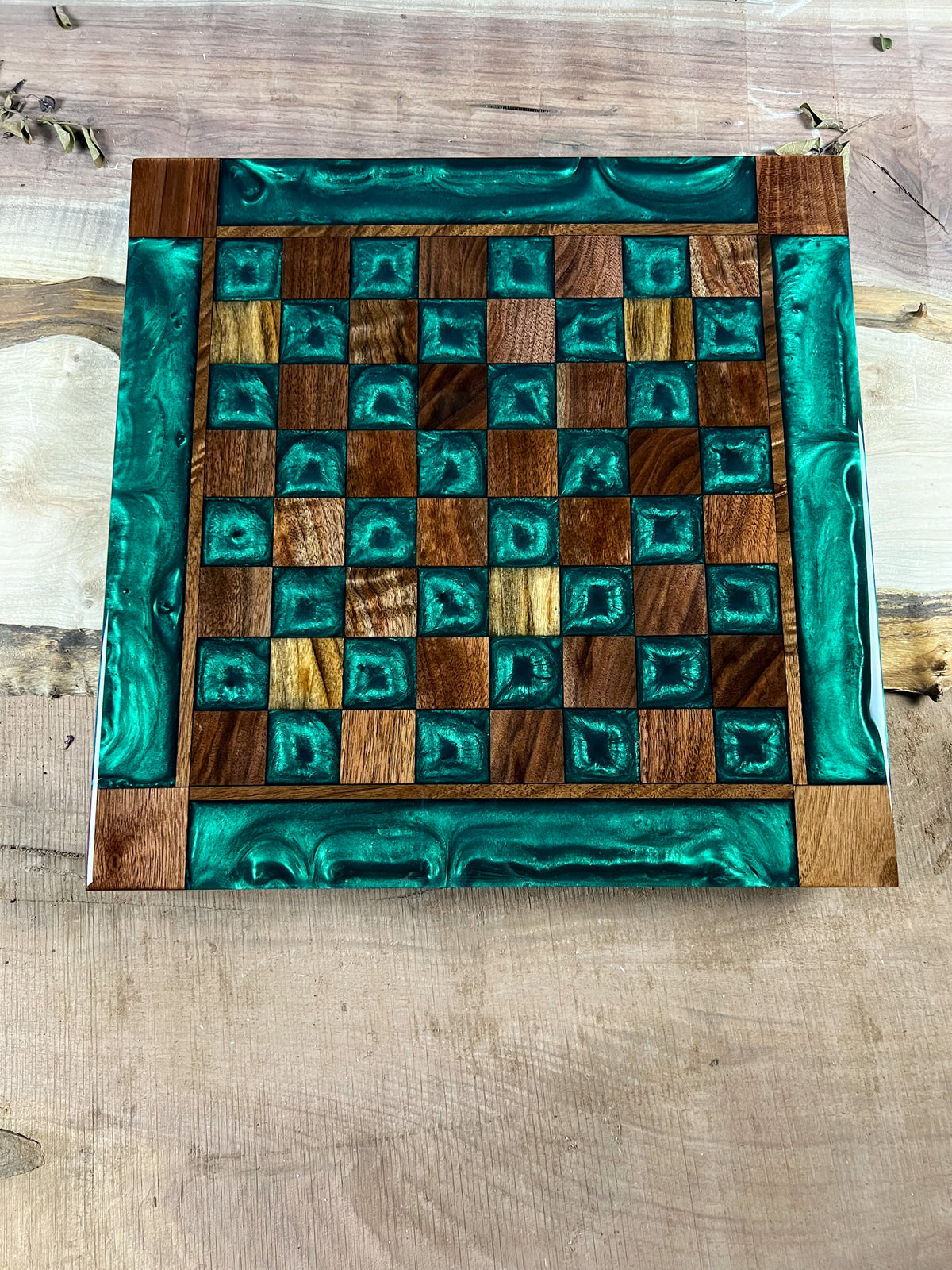 Emerald Green Black Walnut Chess Board (With Border) | Southern River ...